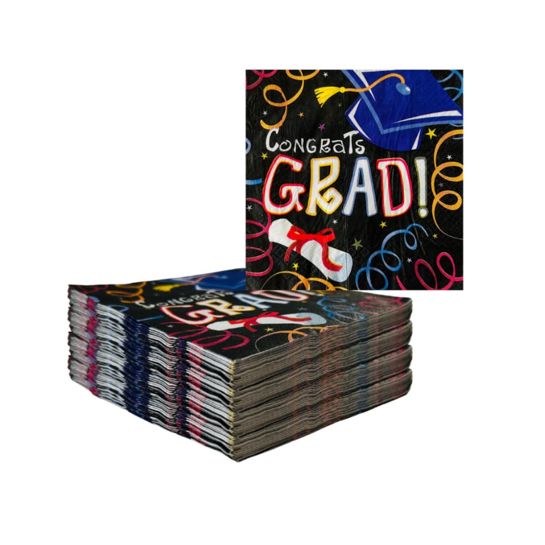 Graduation "congrats Grad" Paper Disposable Luncheon Napkins – 32 Count ...