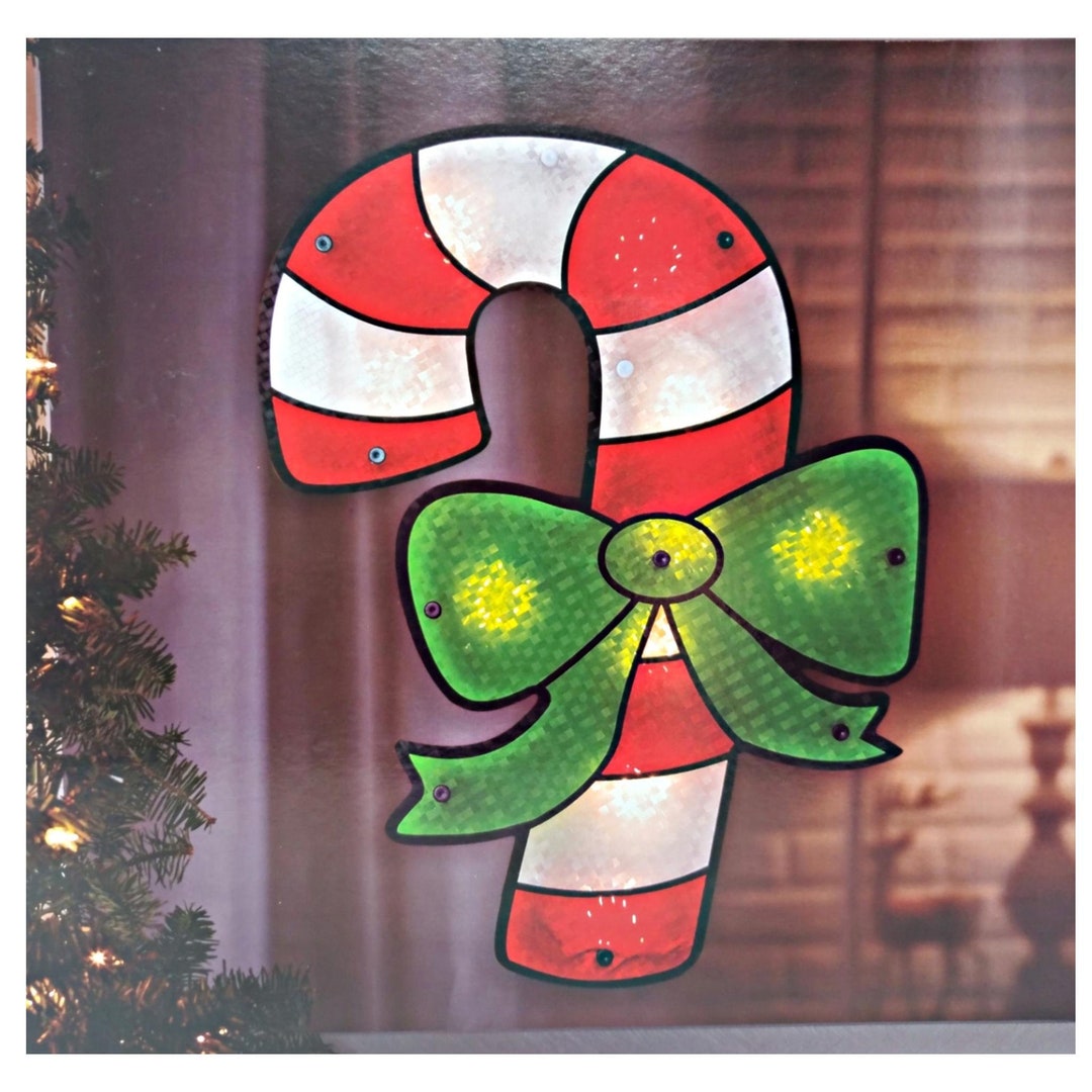 Christmas Candy Cane Lighted Instant Décor Window Decoration – 1 Piece ...