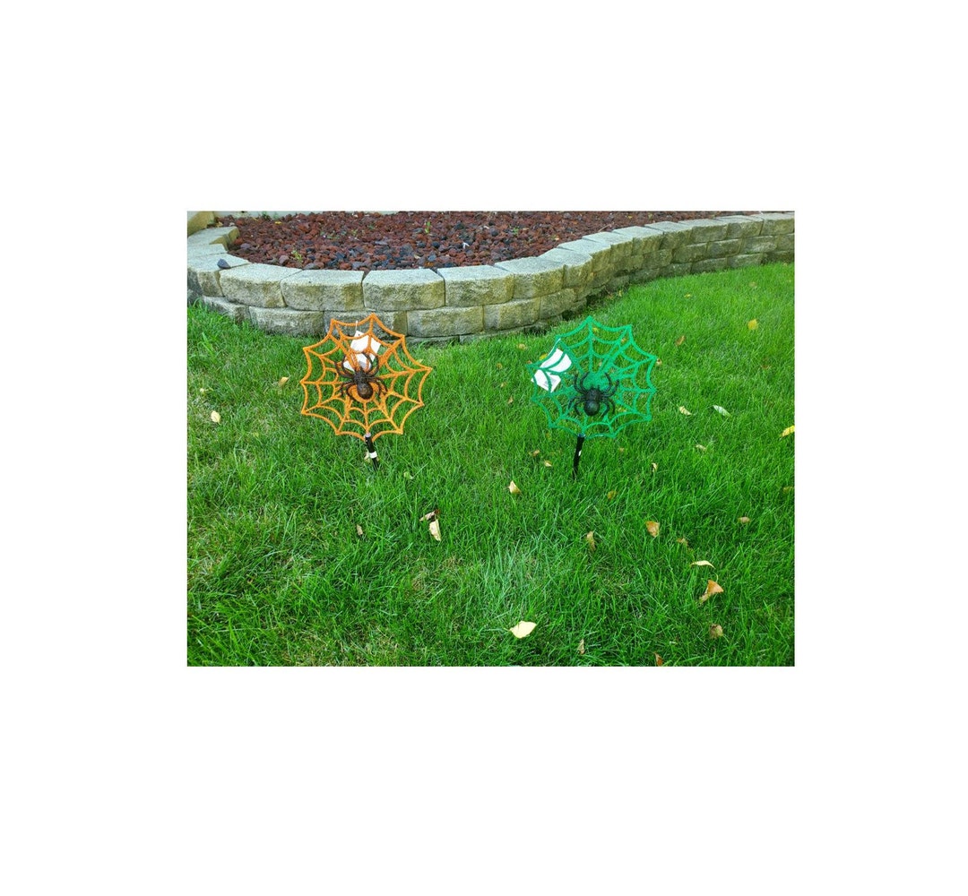 Halloween Spider Web Plastic Yard Stakes 2 Assorted Colors - Etsy