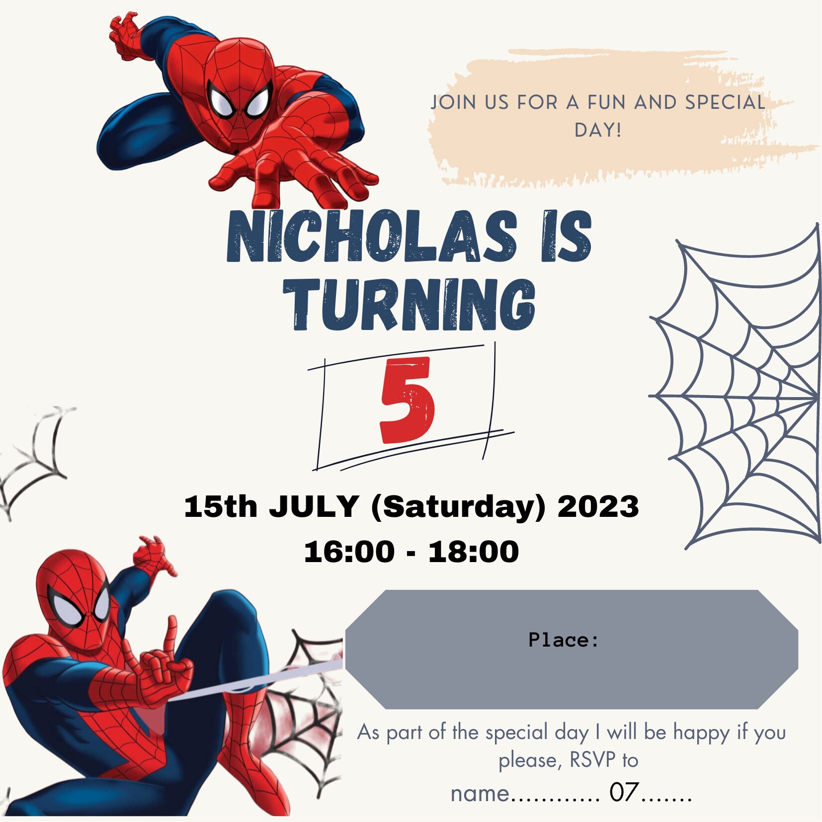 Spiderman Birthday Invitation - Etsy