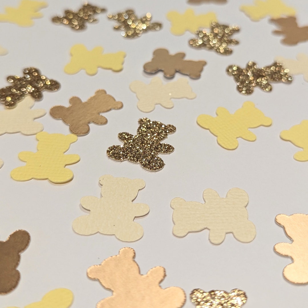 Teddy Bear Confetti / Pastel Yellow and Rose Gold / Gender Neutral ...