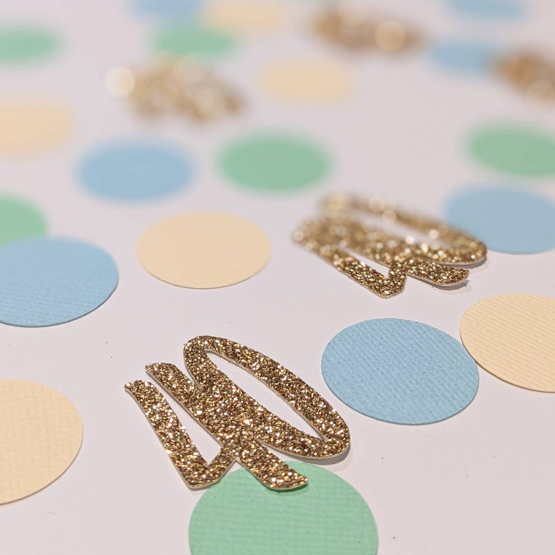 Glitter Number Birthday Confetti: Pastel Green, Blue, Vanilla Party ...