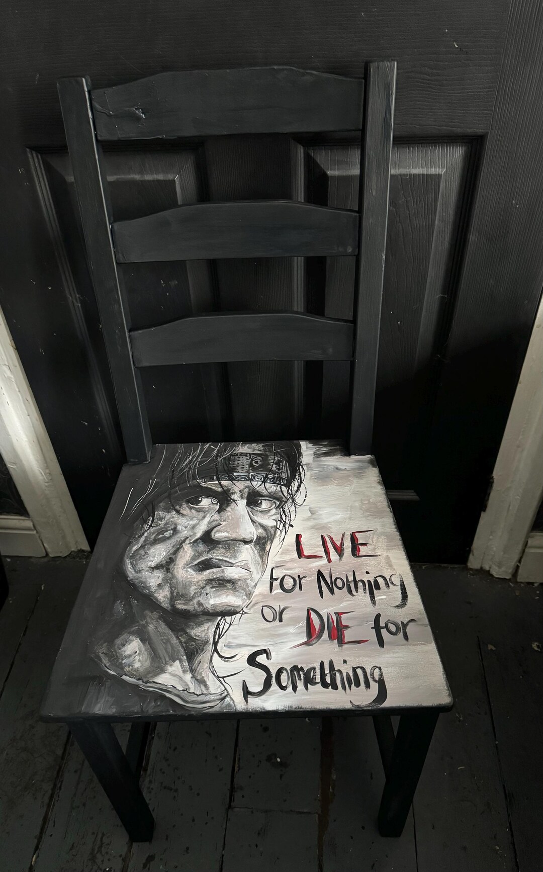 Rambo Inspired Hand Painted Wooden Chair - Etsy