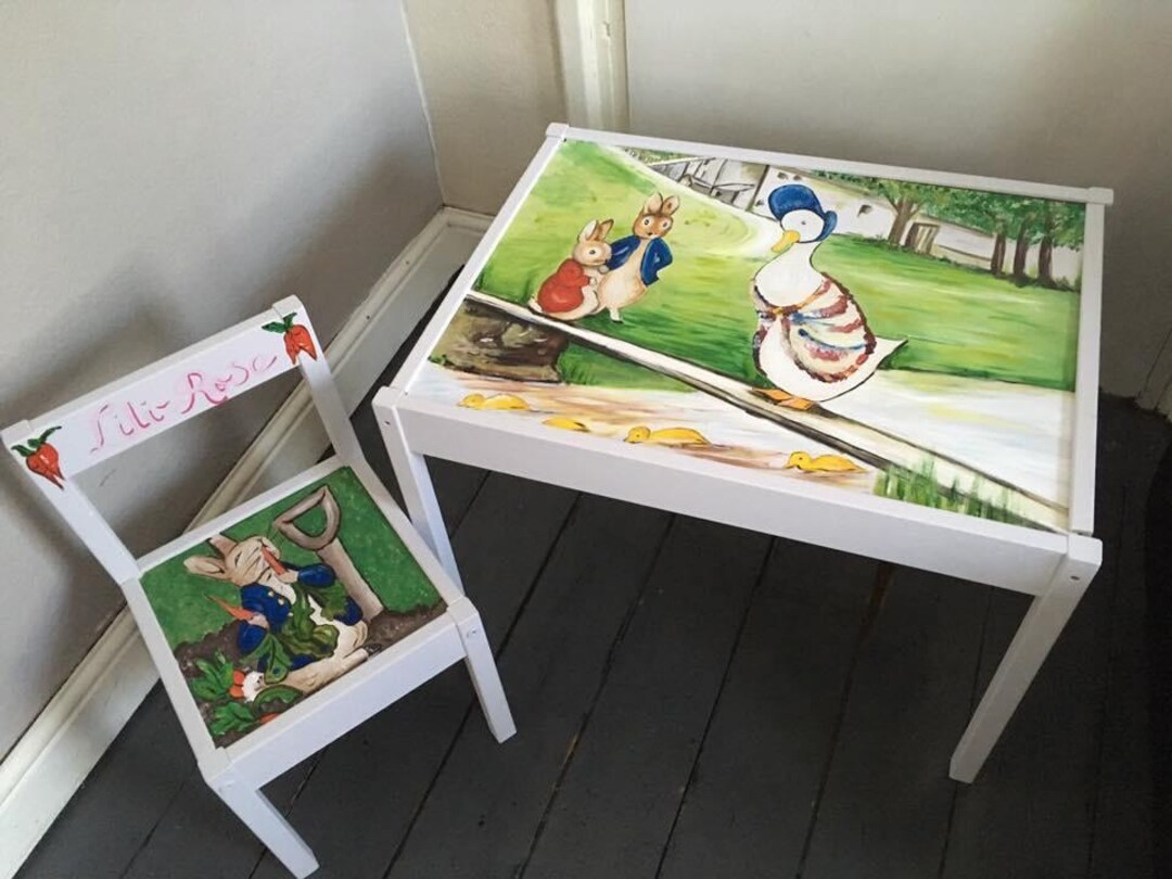 Beatrix Potter Peter Rabbit Hand Painted Childs Table and Chair Set - Etsy