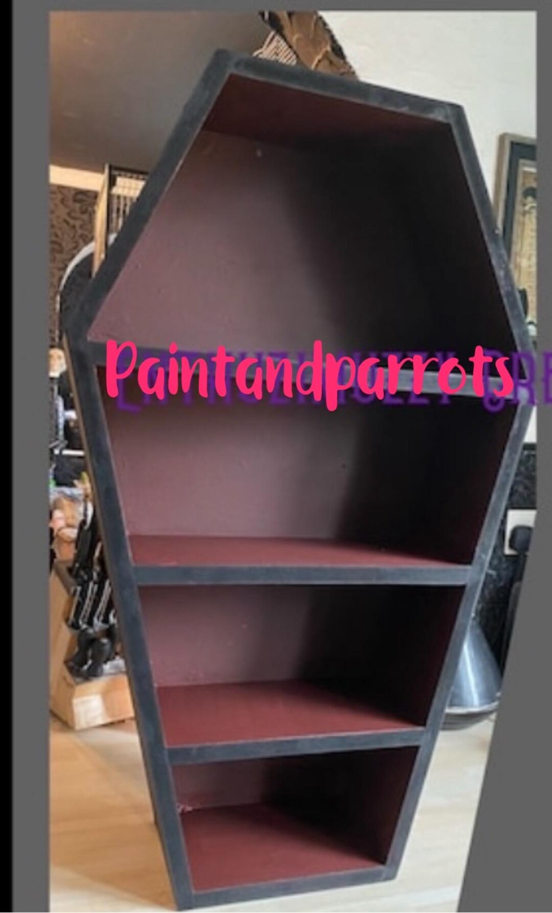 Black & Red Free Standing Coffin Shelf Wooden Hand Painted - Etsy