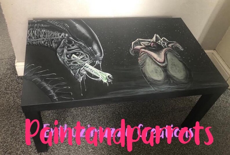 Alien Xenomorph Hand Painted Black Coffee Table - Etsy