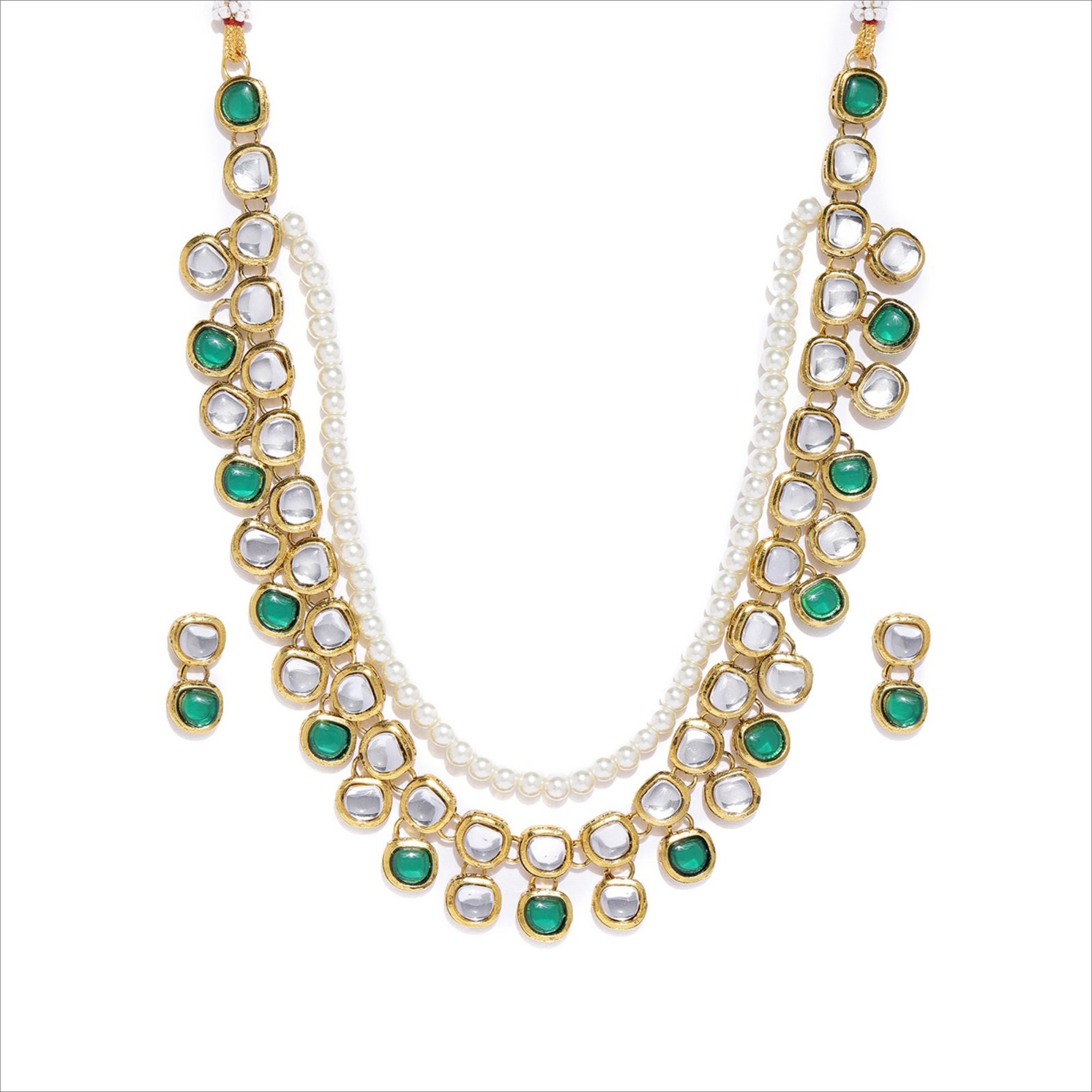 Zaveri Pearls High Quality Gold Plated Kundan Green Stone And Etsy