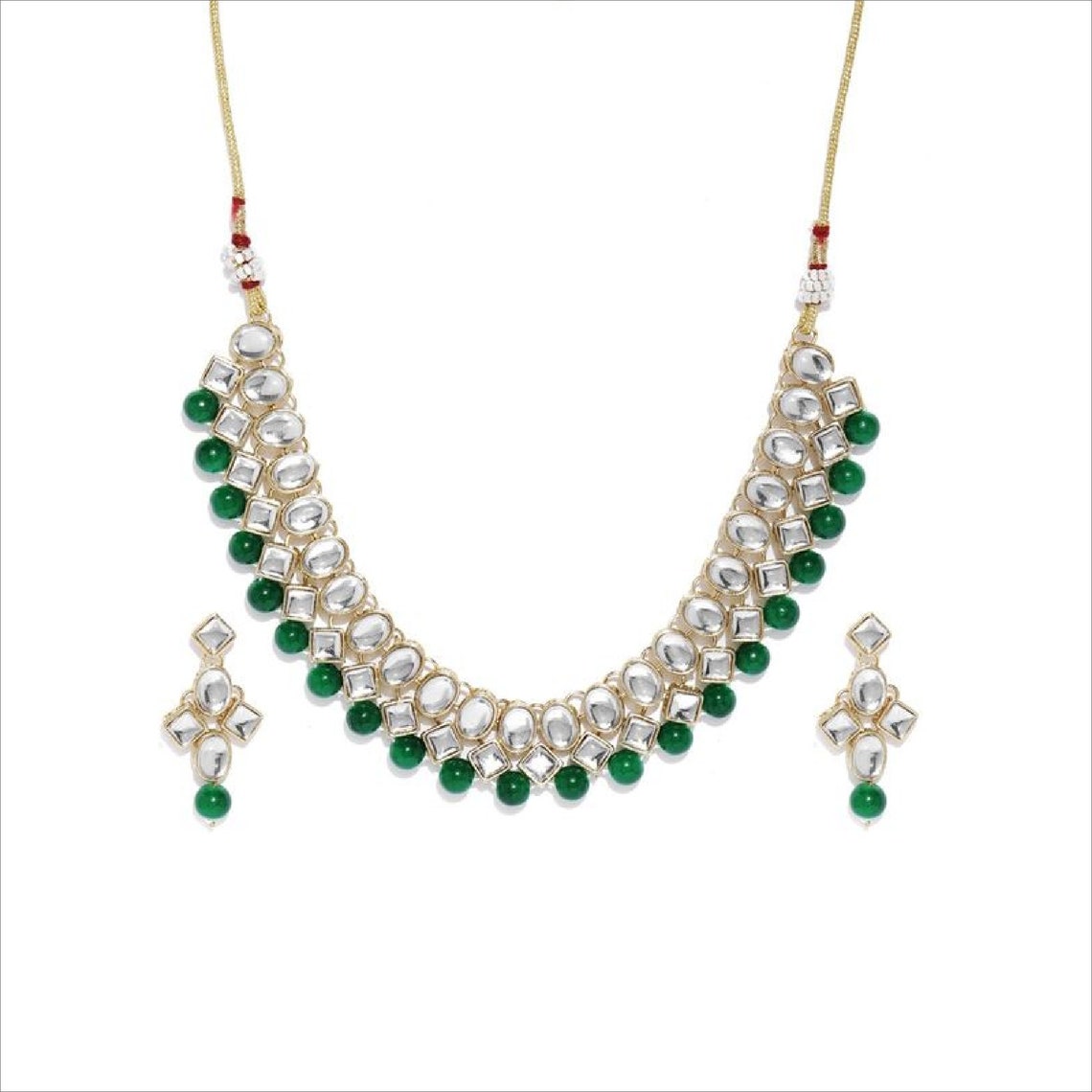 Zaveri Pearls High Quality Gold Plated Kundan And Dark Green Etsy