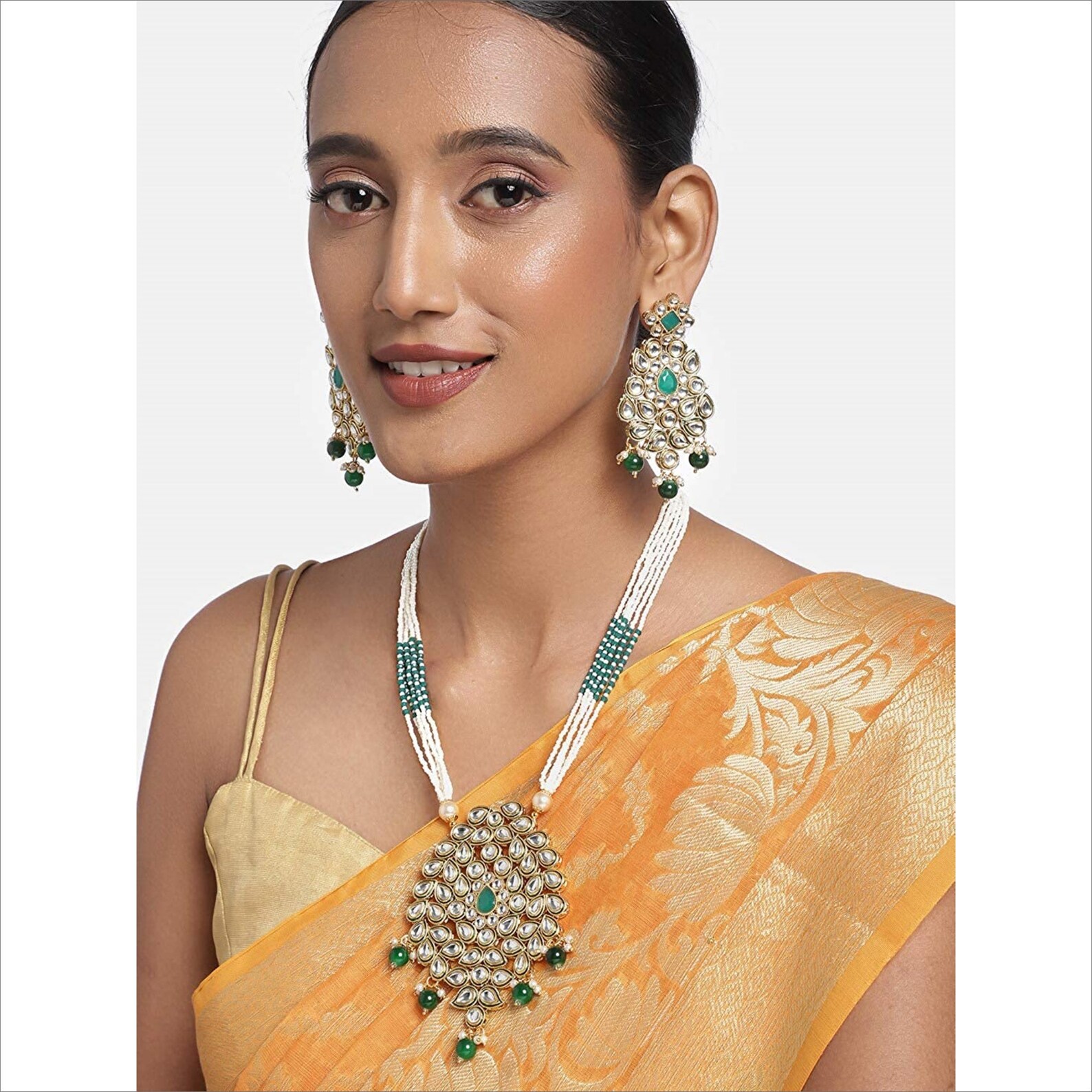 Zaveri Pearls High Quality Gold Plated Kundan And Green Beads Etsy