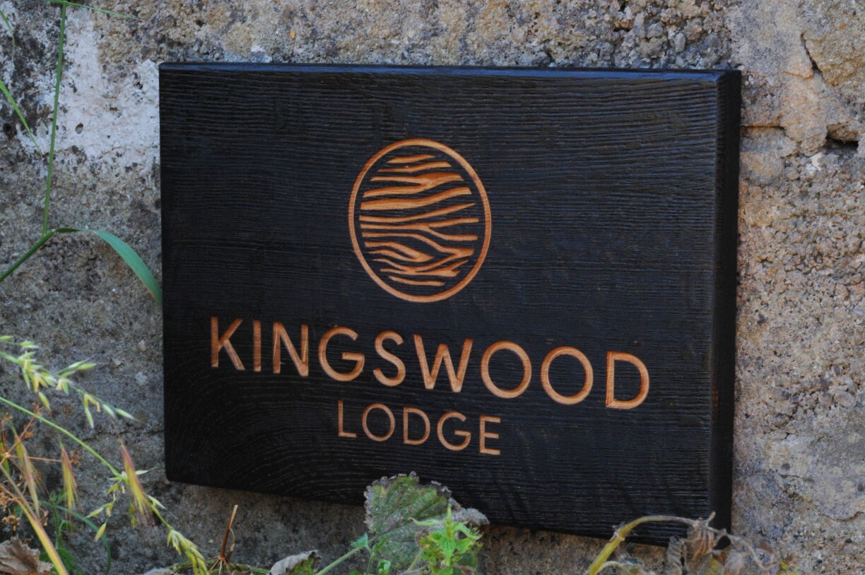 Burnt Oak House Sign With Posts. Charred Wood House Sign. Freestanding ...