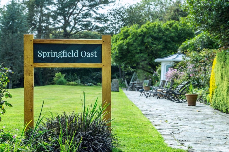 Engraved Slate House Sign With Oak Posts. Freestanding Oak and Slate ...