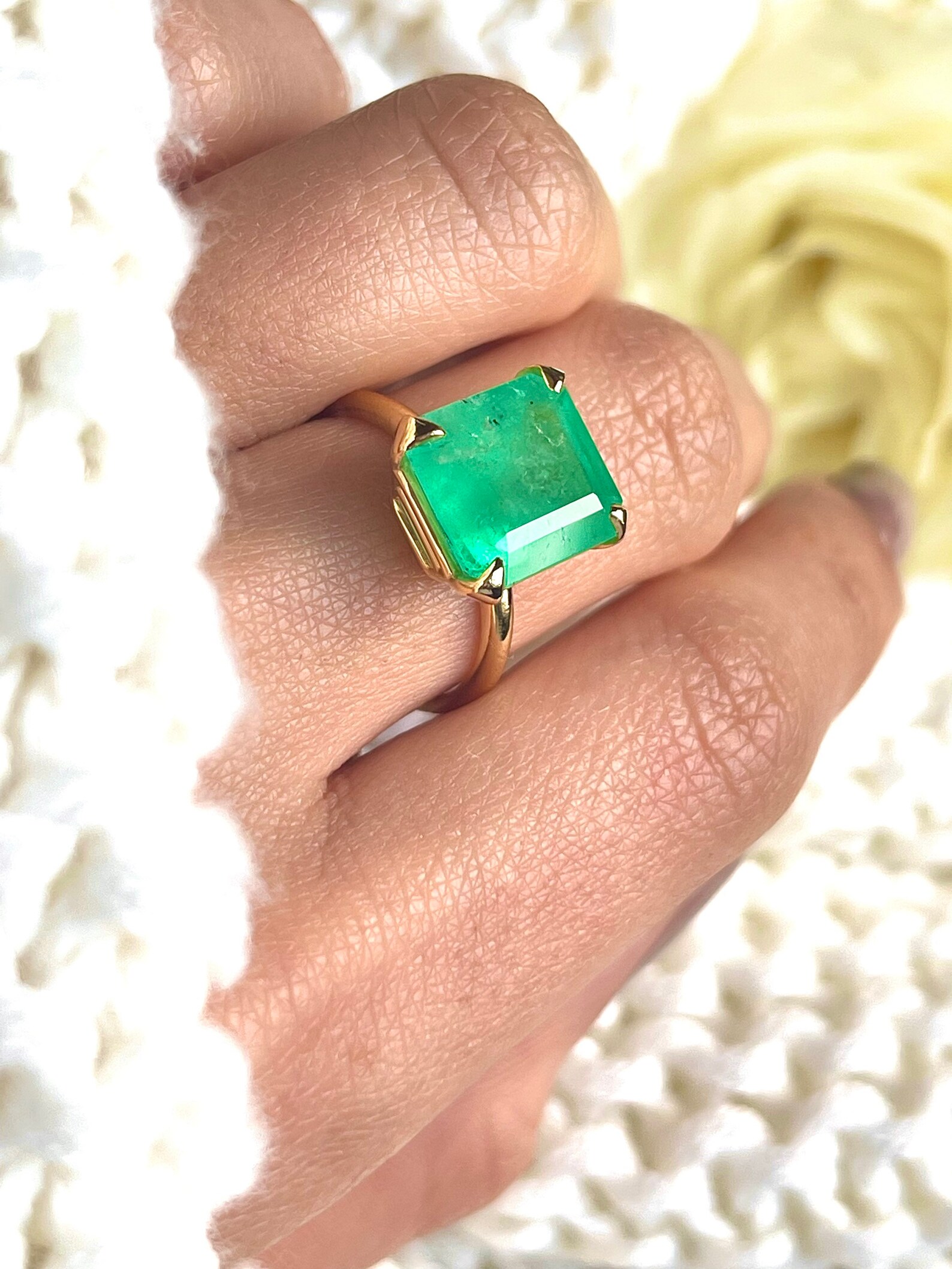 Natural Emerald Solitaire Ring 14k Gold Solitaire Emerald - Etsy
