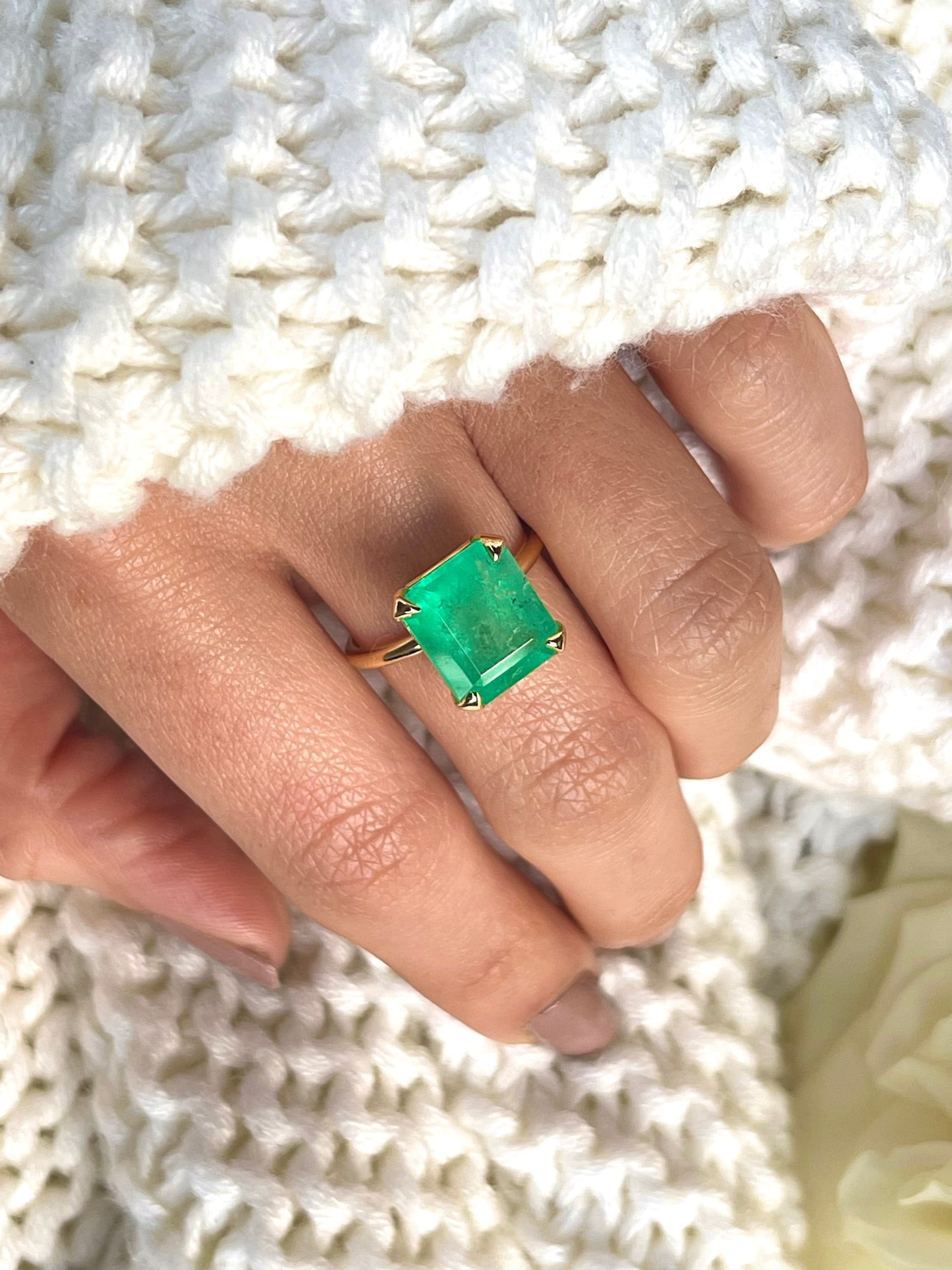 Natural Emerald Solitaire Ring 14k Gold Solitaire Emerald - Etsy