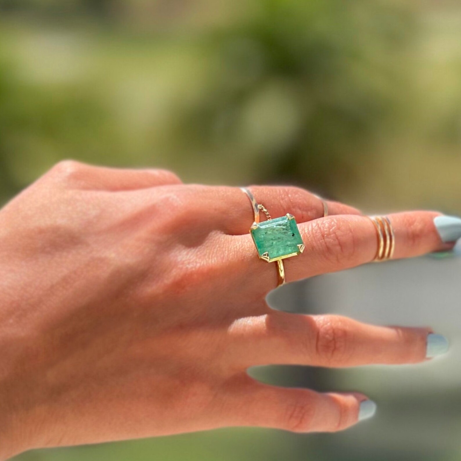 Natural Emerald Solitaire Ring 14k Gold Solitaire Emerald - Etsy