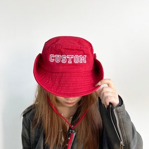 Custom Cowboy Hats Embroidered Bucket Hat Custom Hat Red Hat Custom ...
