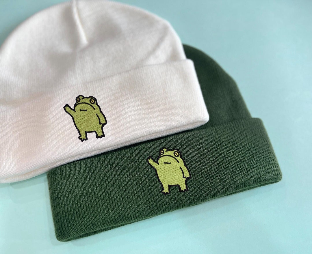 Embroidered Beanie, Cute Frog Beanie, Dad and Kid Beanie,baby Beanie, Personalized Beanie ...