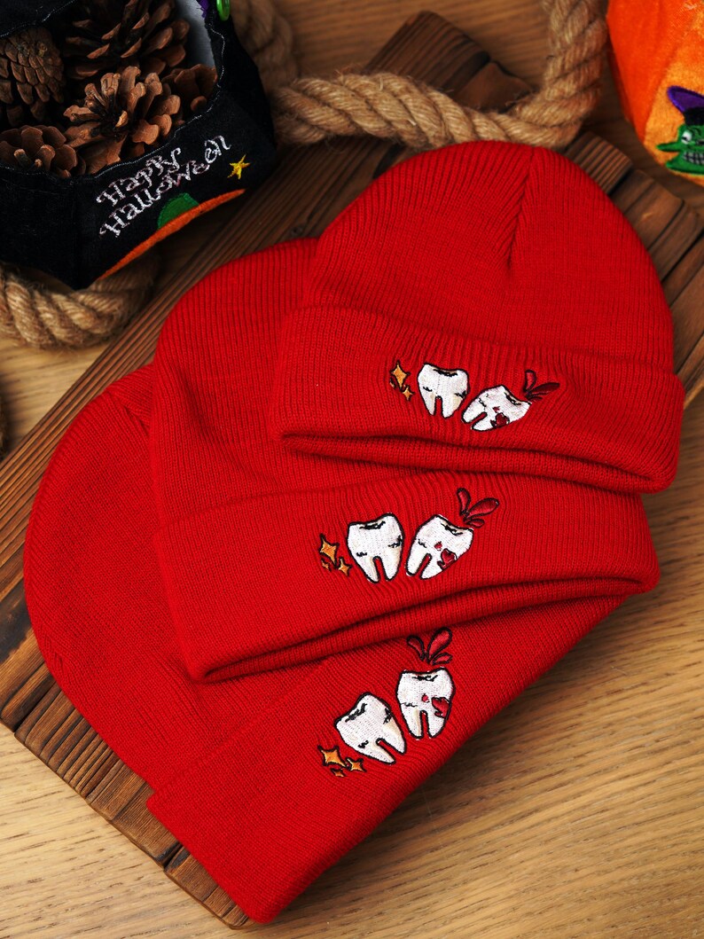 Embroidered Bat Beanie: Pink Halloween Hat, Custom Goth Gift 25090301 ...