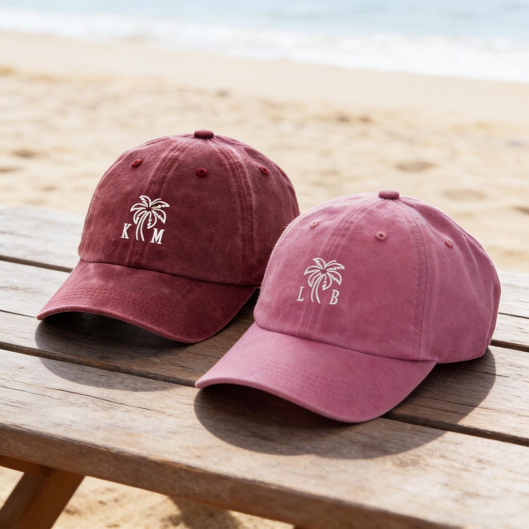 Custom Embroidered Dad Hat, Palm Tree Design, Personalized Cotton Cap ...