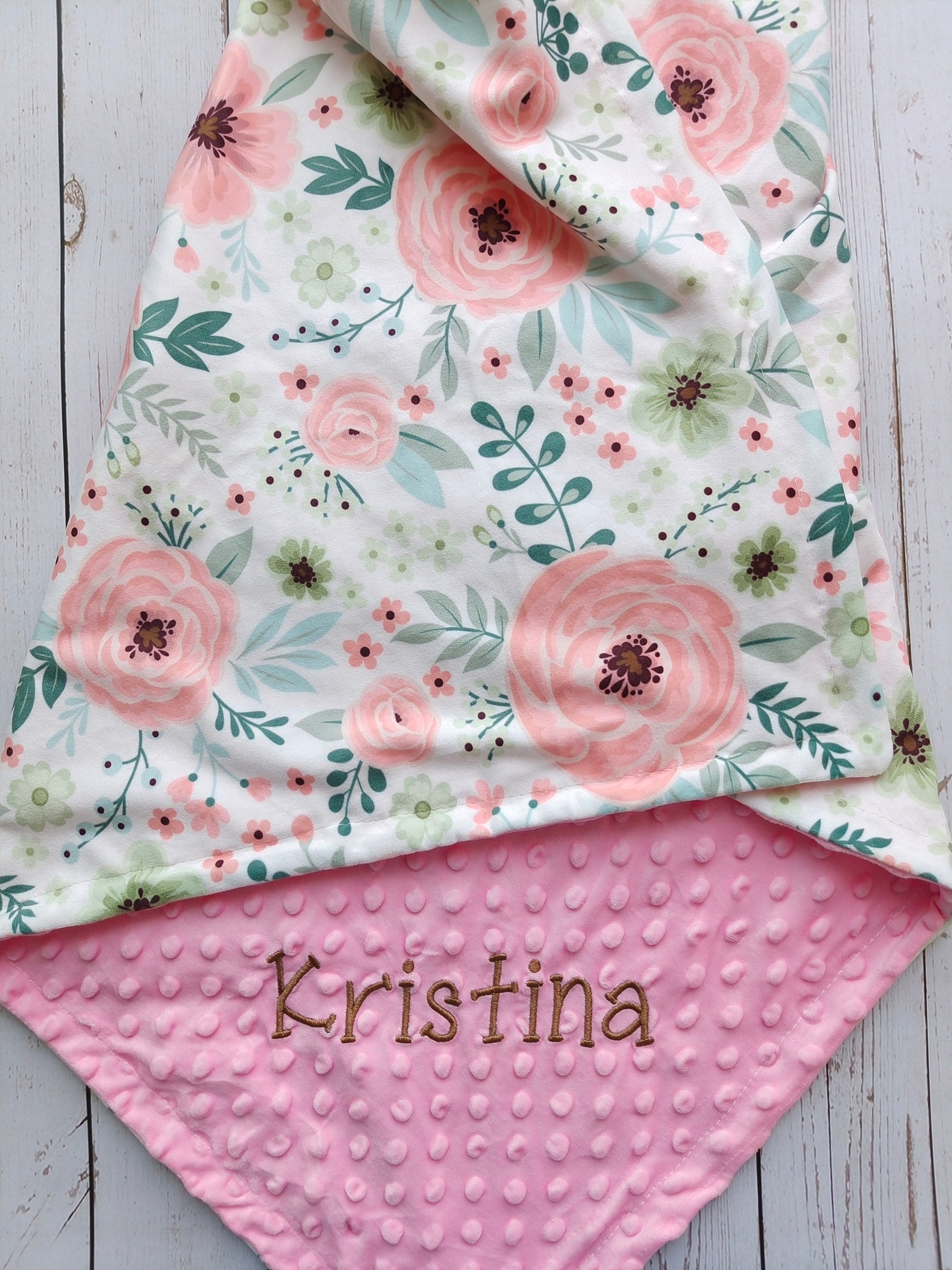 Personalized Baby Blanket Girl Floral Baby Girl Blanket Pink - Etsy
