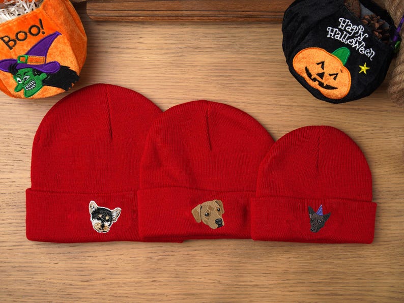 Custom Embroidered Dog Photo Beanie, Personalized Christmas Gifts for ...