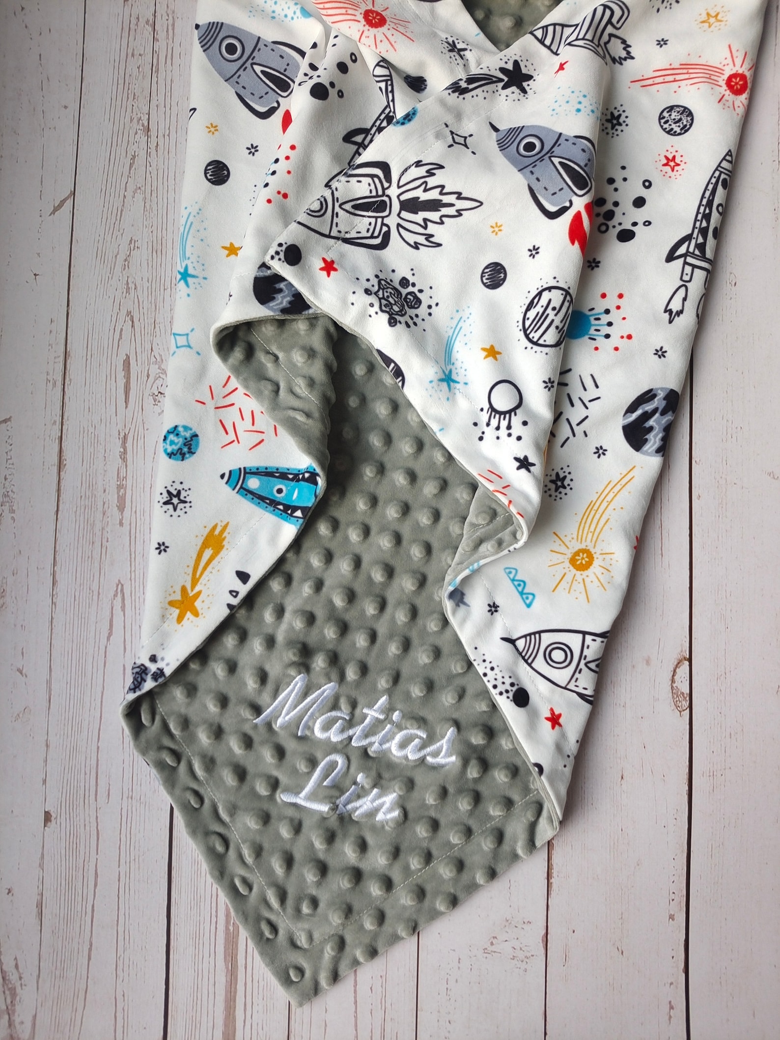 Personalized Baby Blanket Space Rocket Minky Baby Boy Blanket | Etsy