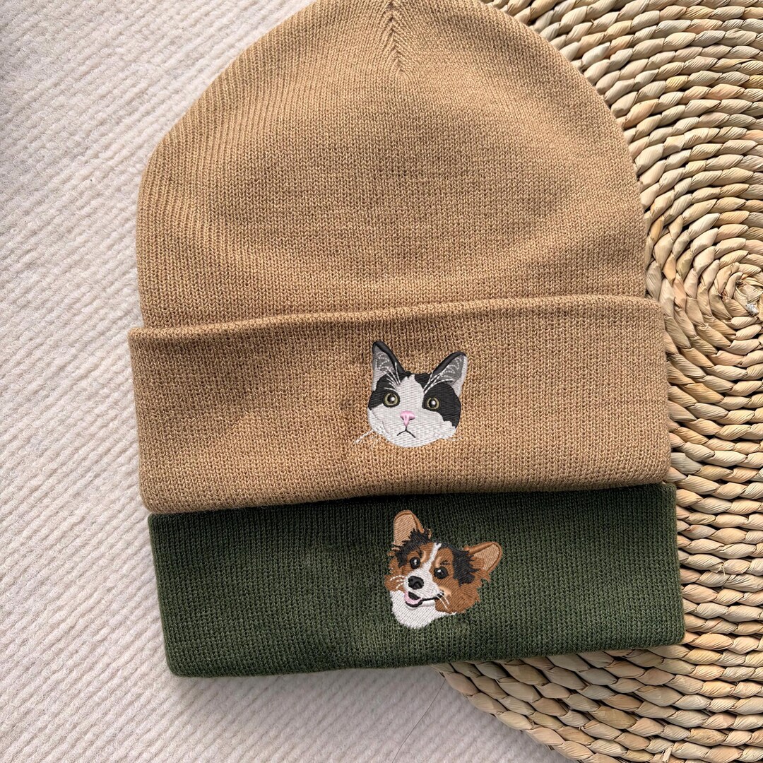 Custom Embroidered Dog Photo Beanie, Personalized Christmas Gifts for ...