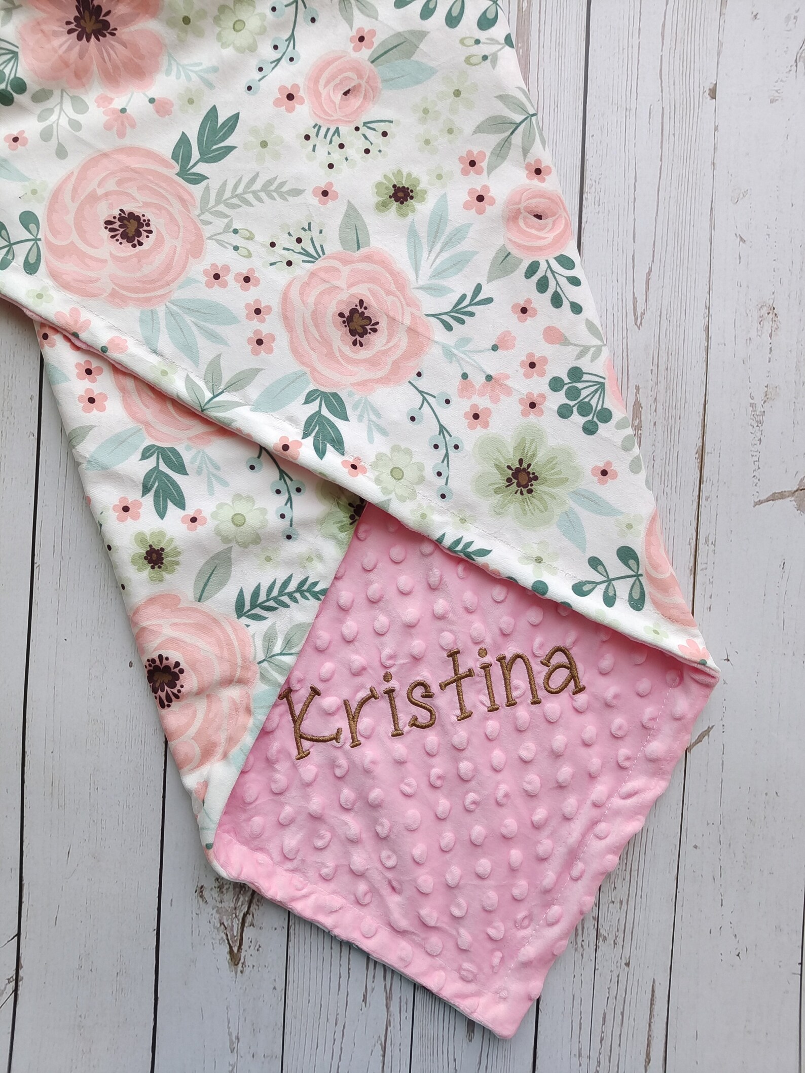 Personalized Baby Blanket Girl Floral Baby Girl Blanket Pink - Etsy