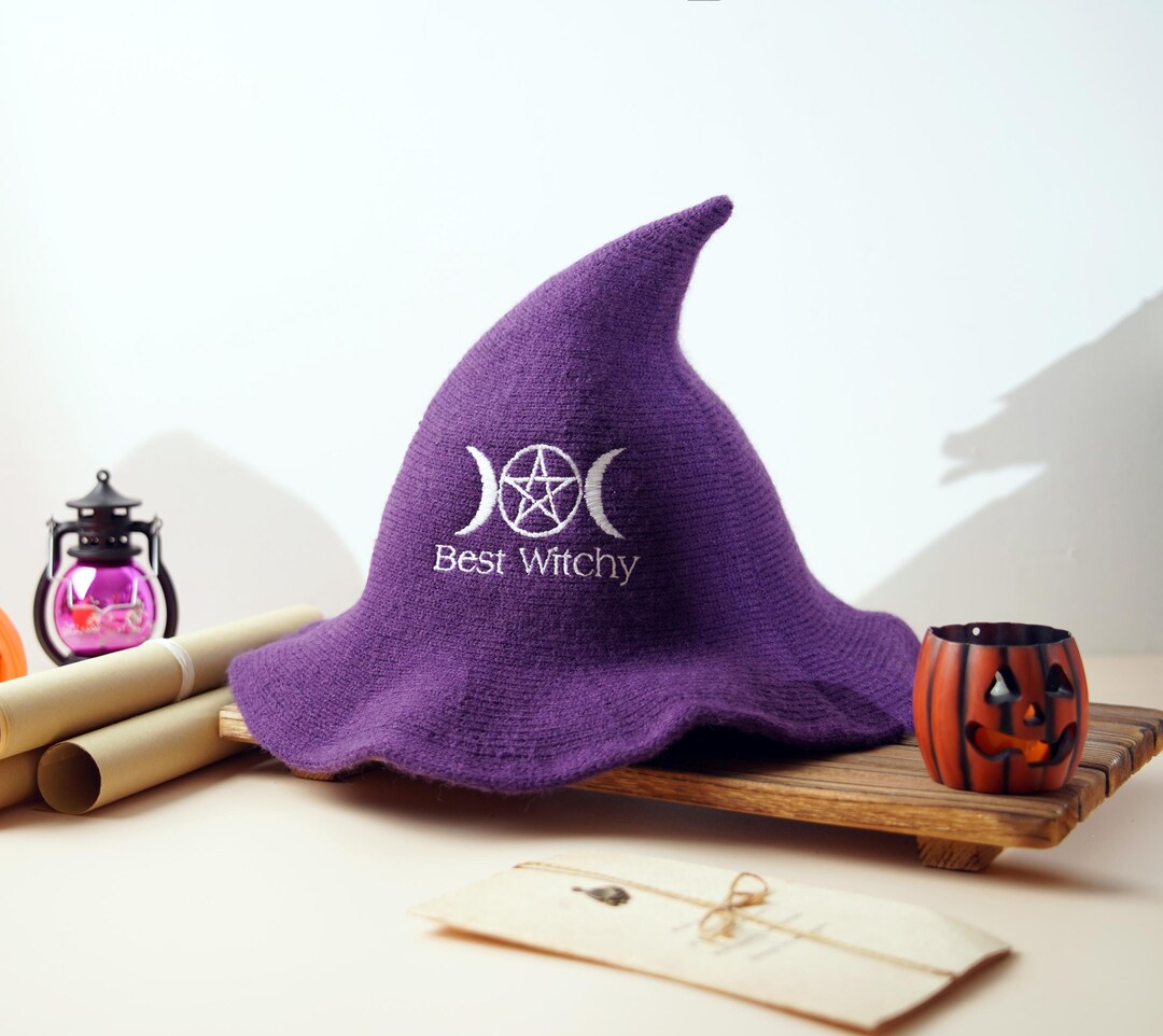Custom Embroidered Wool Witch Hat-renaissance Costume Wizard Hat ...