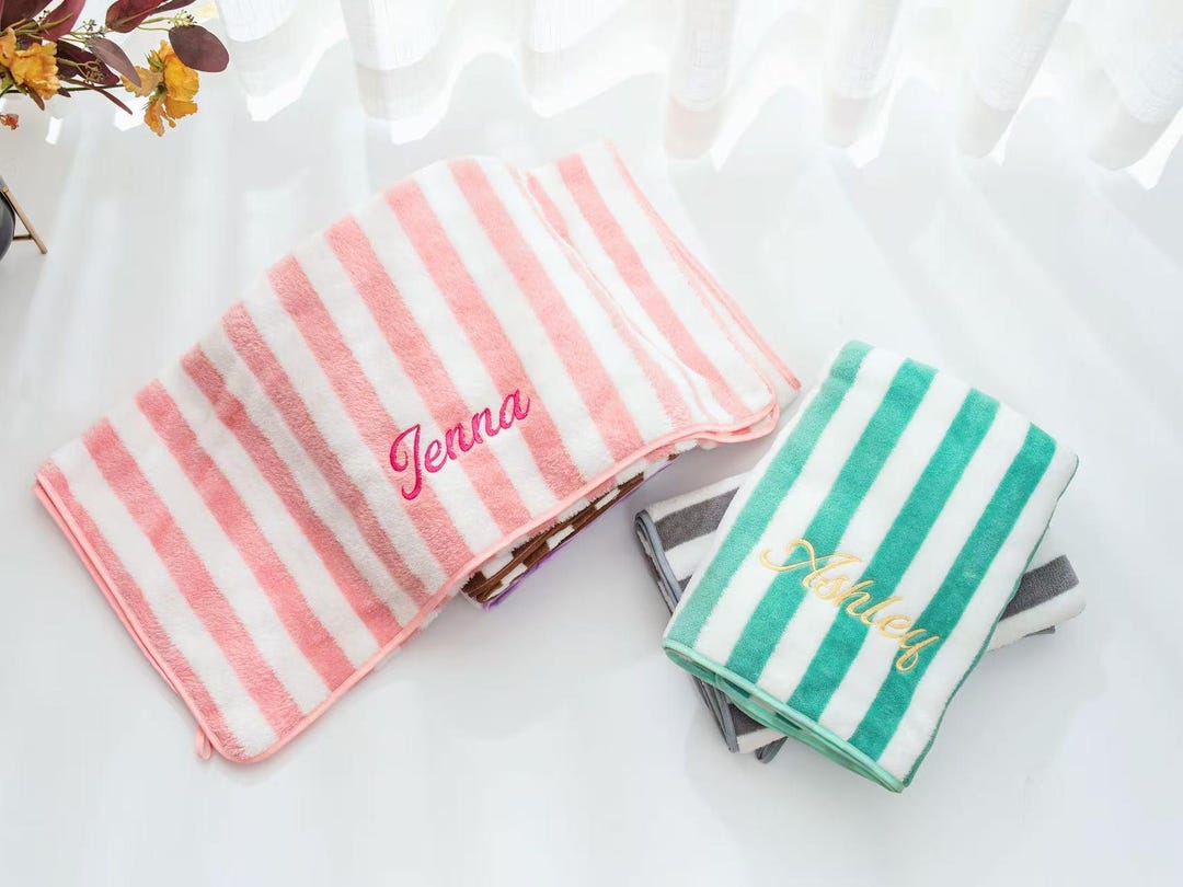 Personalized Cabana Towel,pool Towel With Name Embroidery,stripe Beach ...