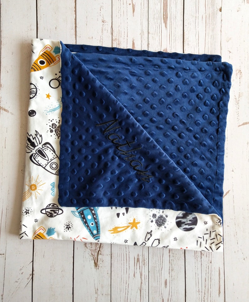 Personalized Baby Blanket Space Rocket Minky Baby Boy Blanket | Etsy