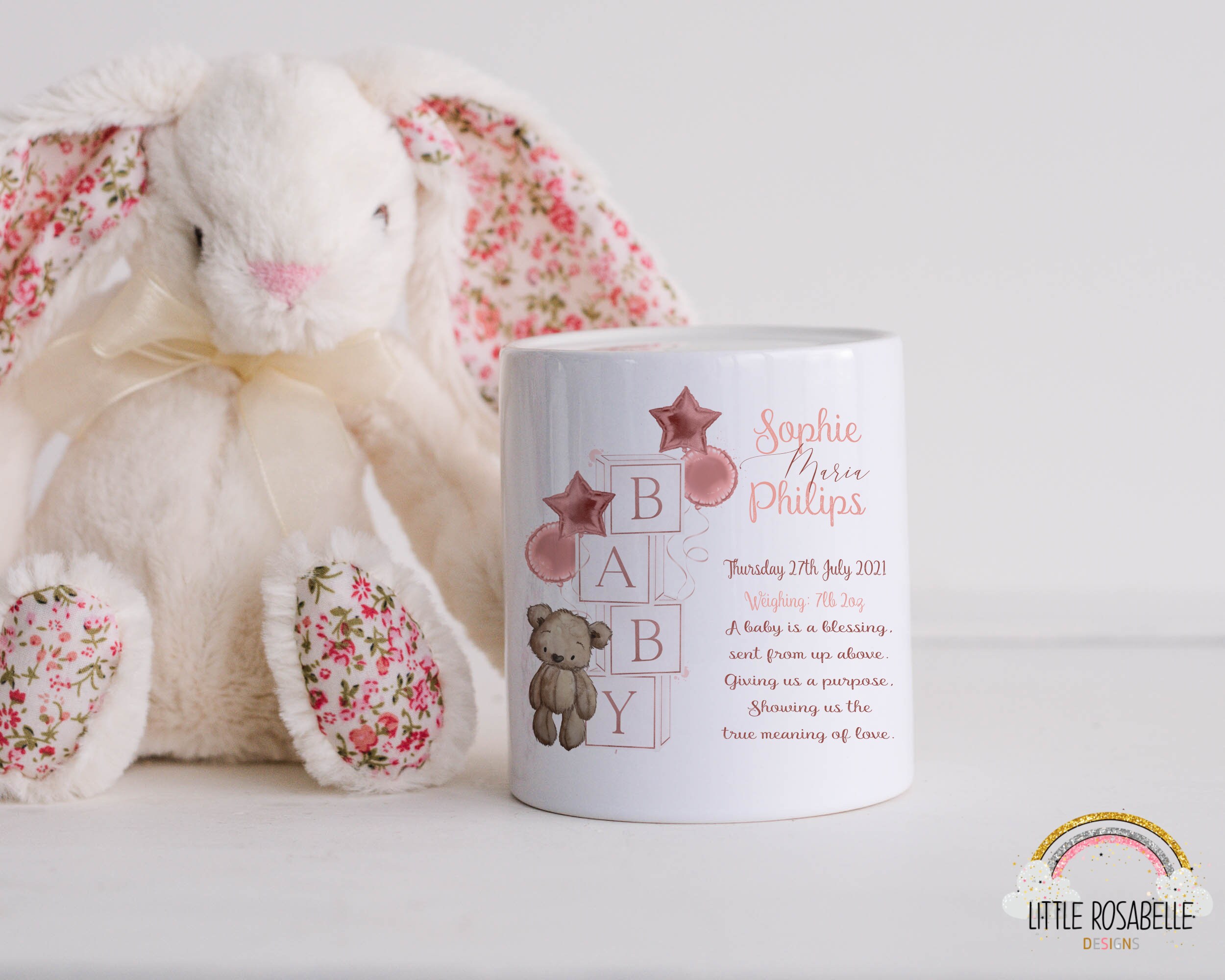 Personalised Piggy Bankpersonalised Baby Girl Money Box, Christening ...