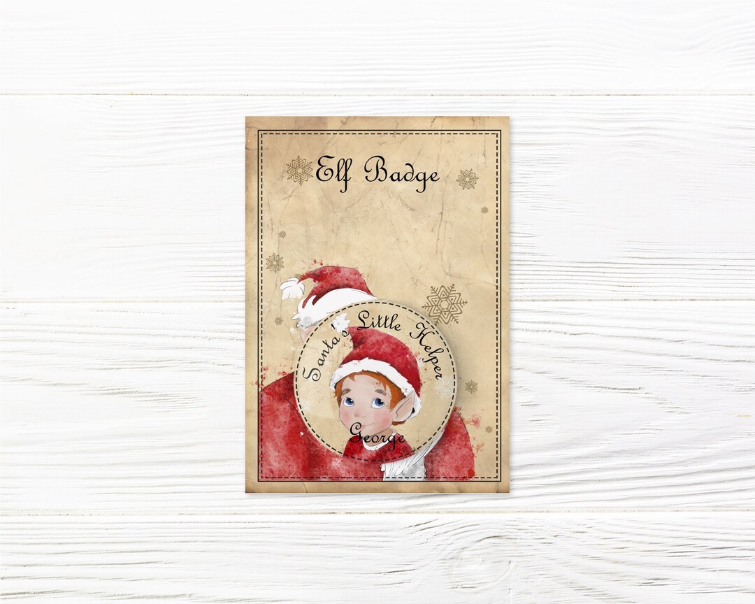 Personalised Christmas Elf Badge, Ideal for Christmas Eve Box Christmas ...