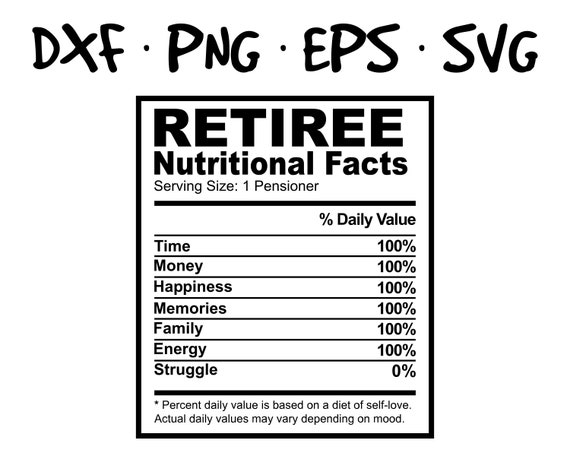 Retiree Retirement Nutritional Facts Template Food Senior - Etsy