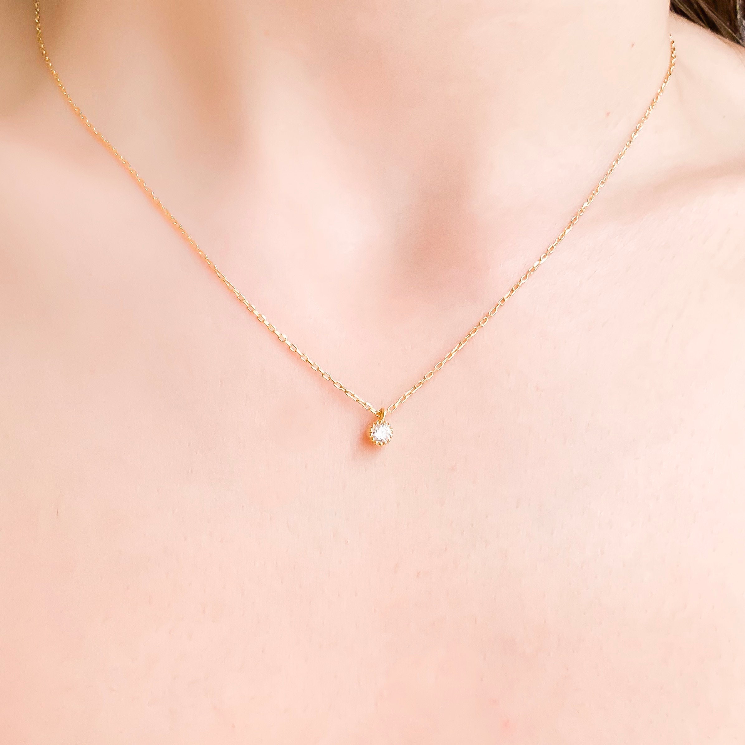 Dainty Gold Necklace Necklaces for Womendiamond Solitaire | Etsy