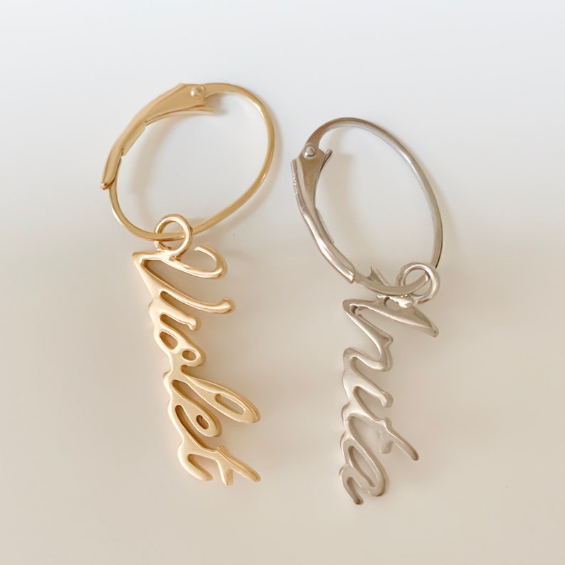 Personalized Name Jewelry, Dangle Earrings Handmade, Dainty Silver Gold ...