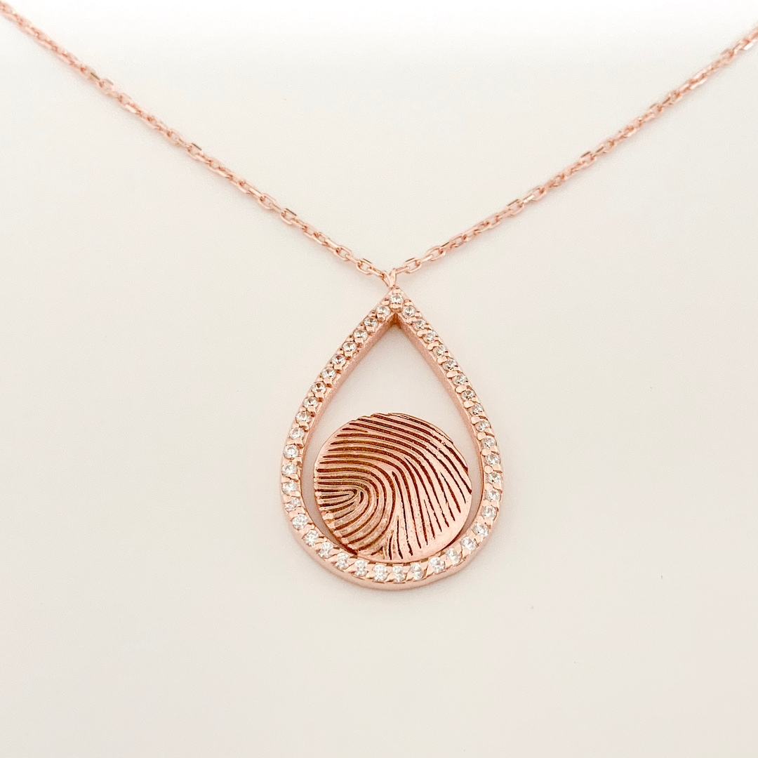 Personalized Fingerprint Necklace, Dainty Necklace, Cremation Jewelry ...