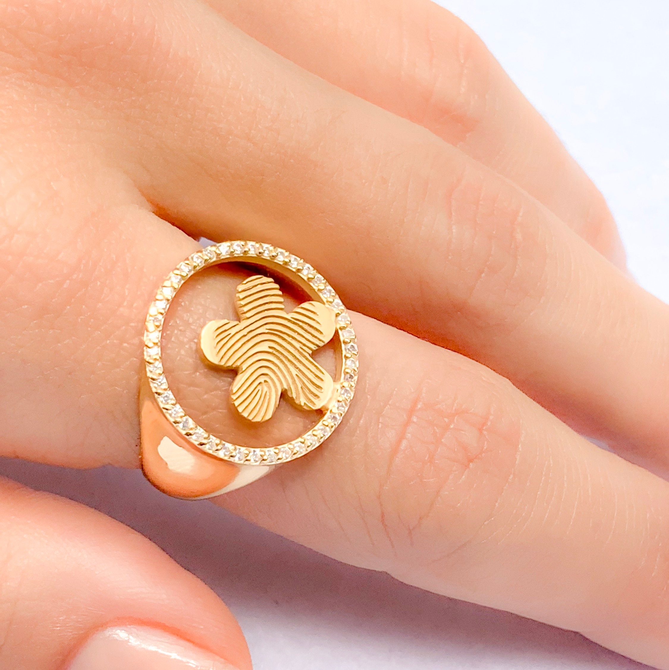 Personalized Fingerprint Ring, Gold or Silver Signet Ring, Engraved ...