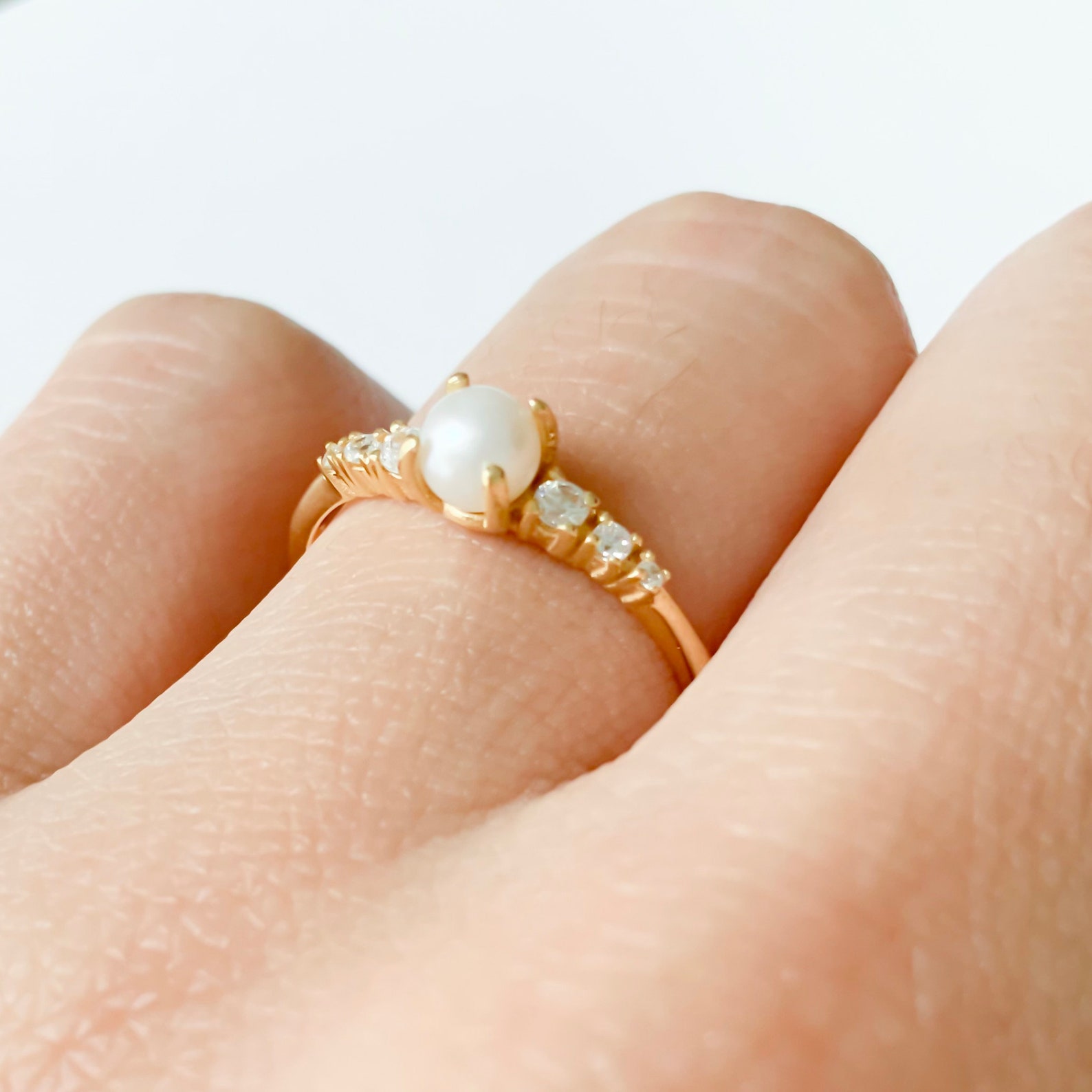 Pearl Engagement Ring Pearl Jewelry Vintage Looking Art Deco - Etsy