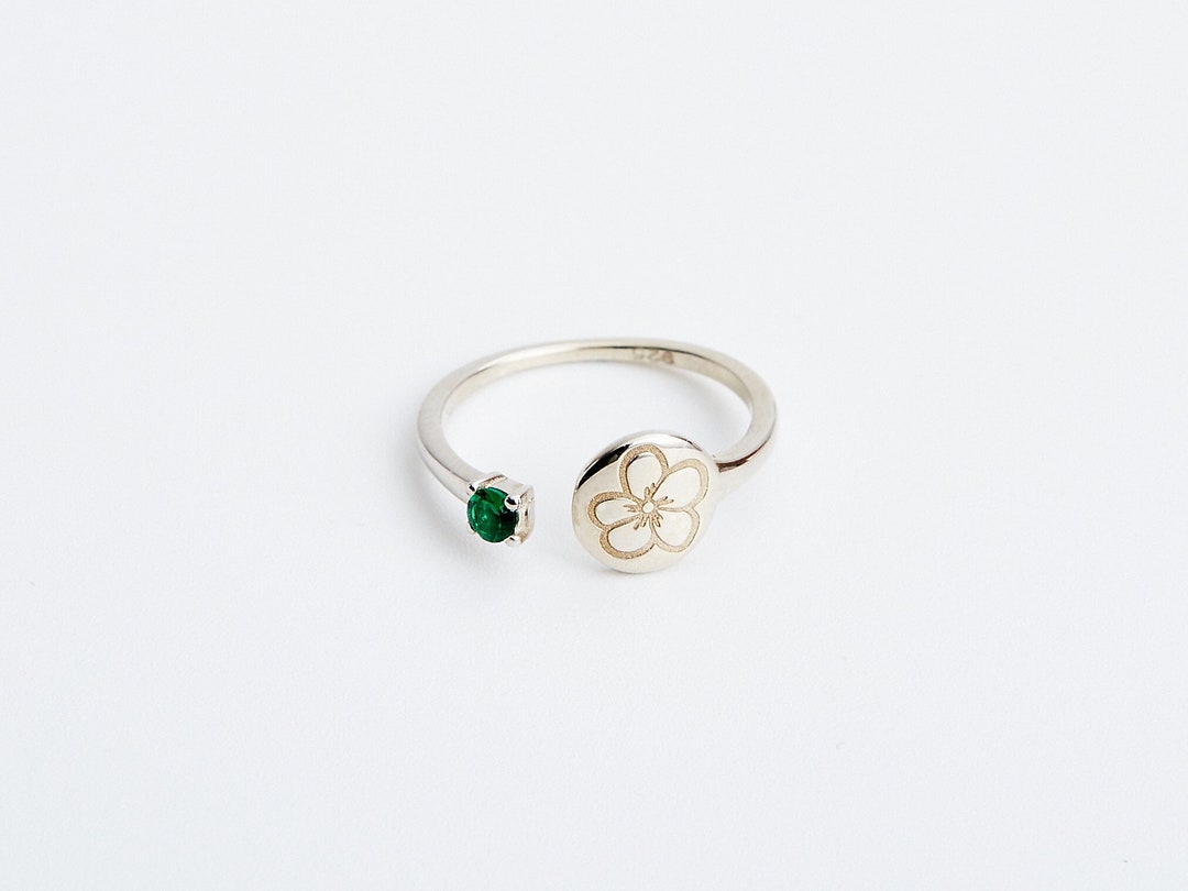 Custom Birth Month Flower Ring / Birthstone Ring in Sterling Silver ...