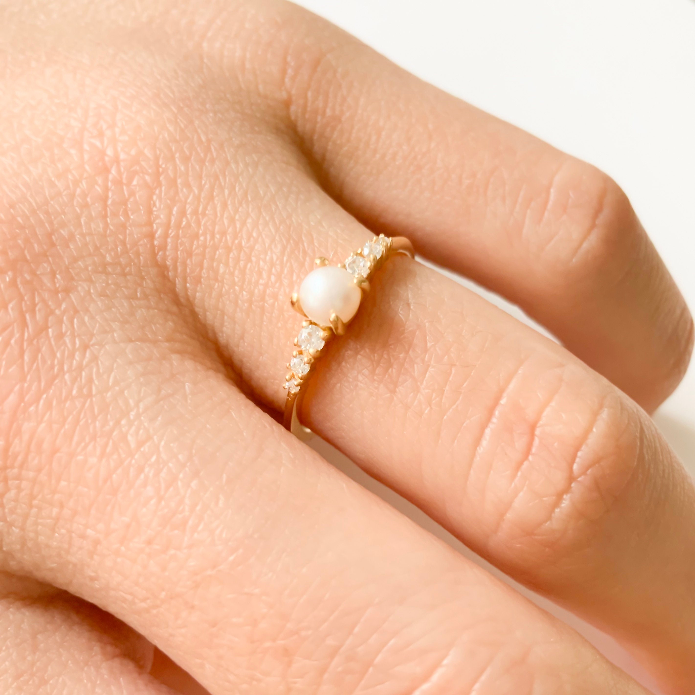 Pearl Engagement Ring Pearl Jewelry Vintage Looking Art Deco - Etsy