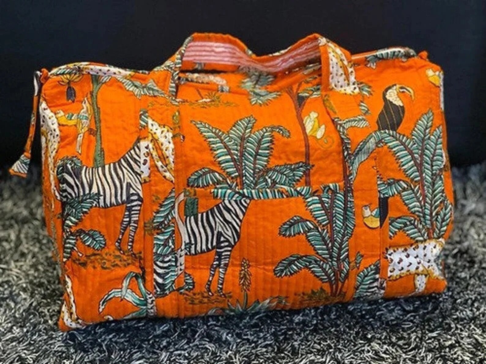 Large Cotton Quilted Duffel Bag Multicolor Handmade Travel Luggage Bag ...