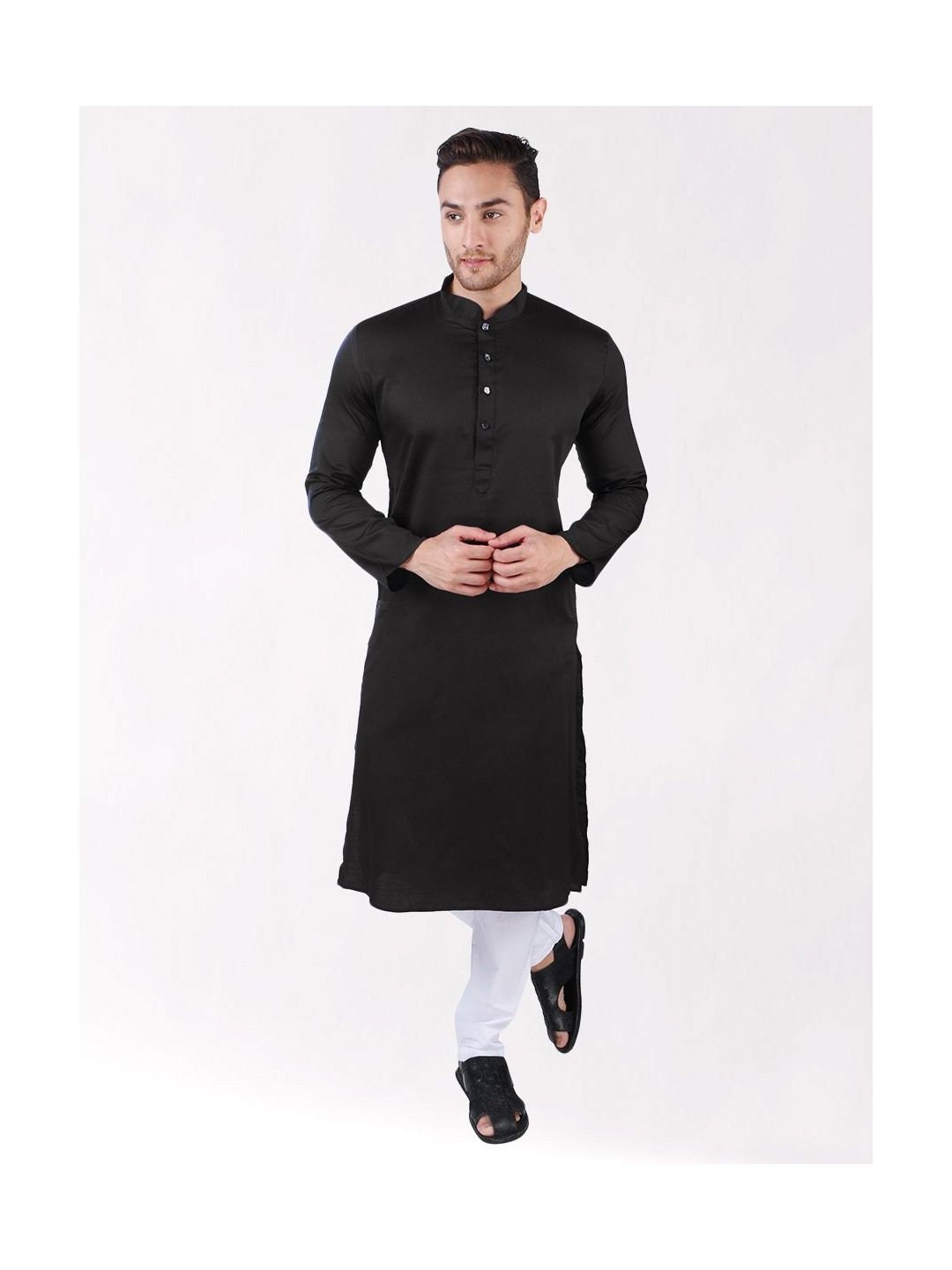 Indian Solid Cotton Kurta Black Color Kurta Traditional Kurta,100 ...