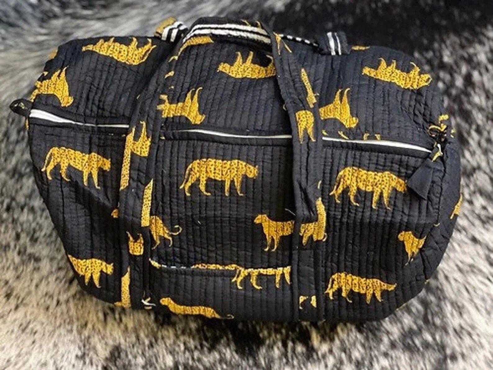 Large Cotton Quilted Duffel Bag Multicolor Handmade Travel Luggage Bag ...