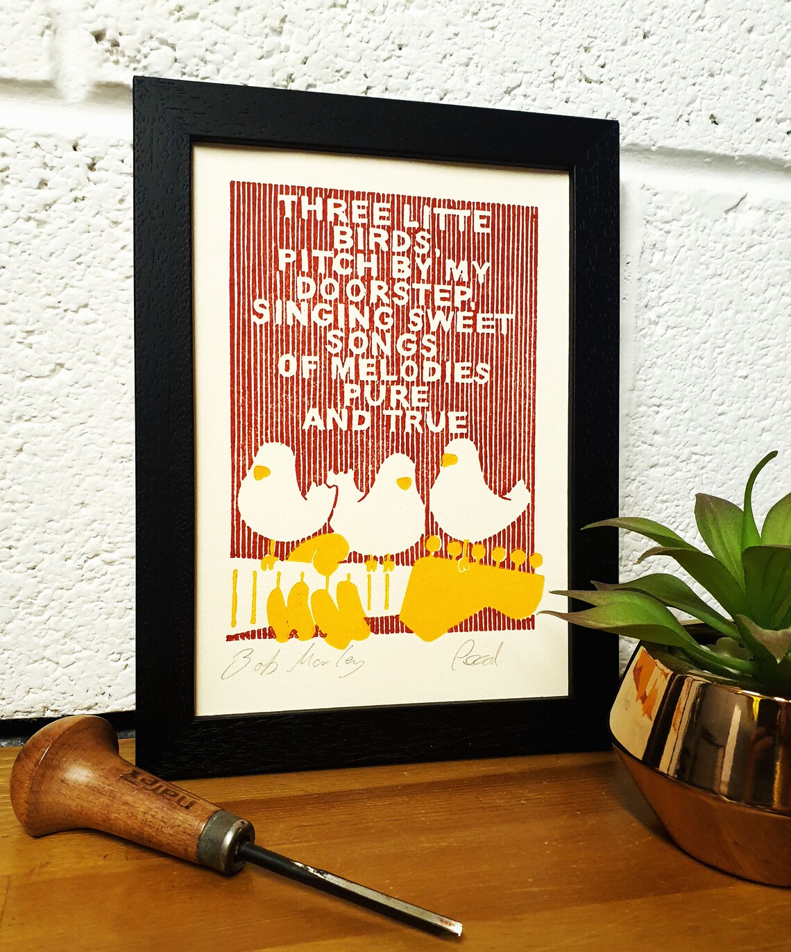 Bob Marley 3 Little Birds Lino Print | Etsy