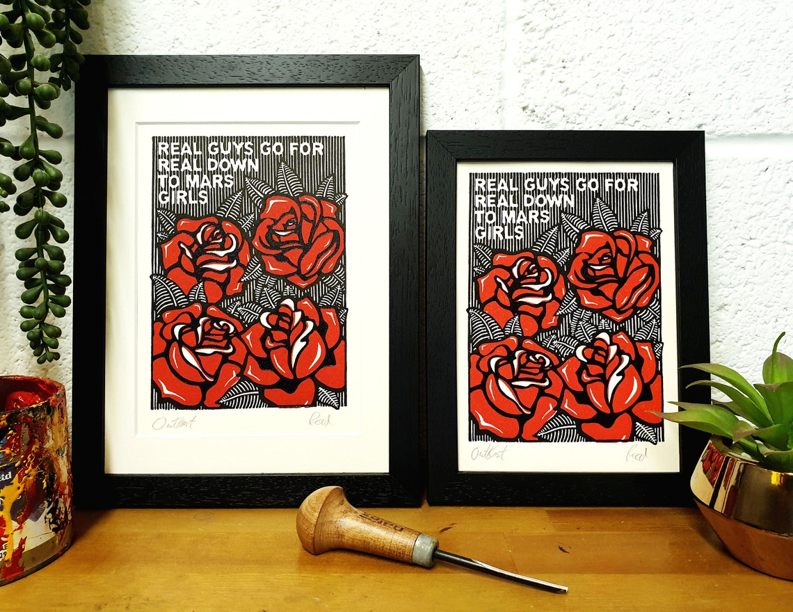 Outkast Roses Lino Print - Etsy