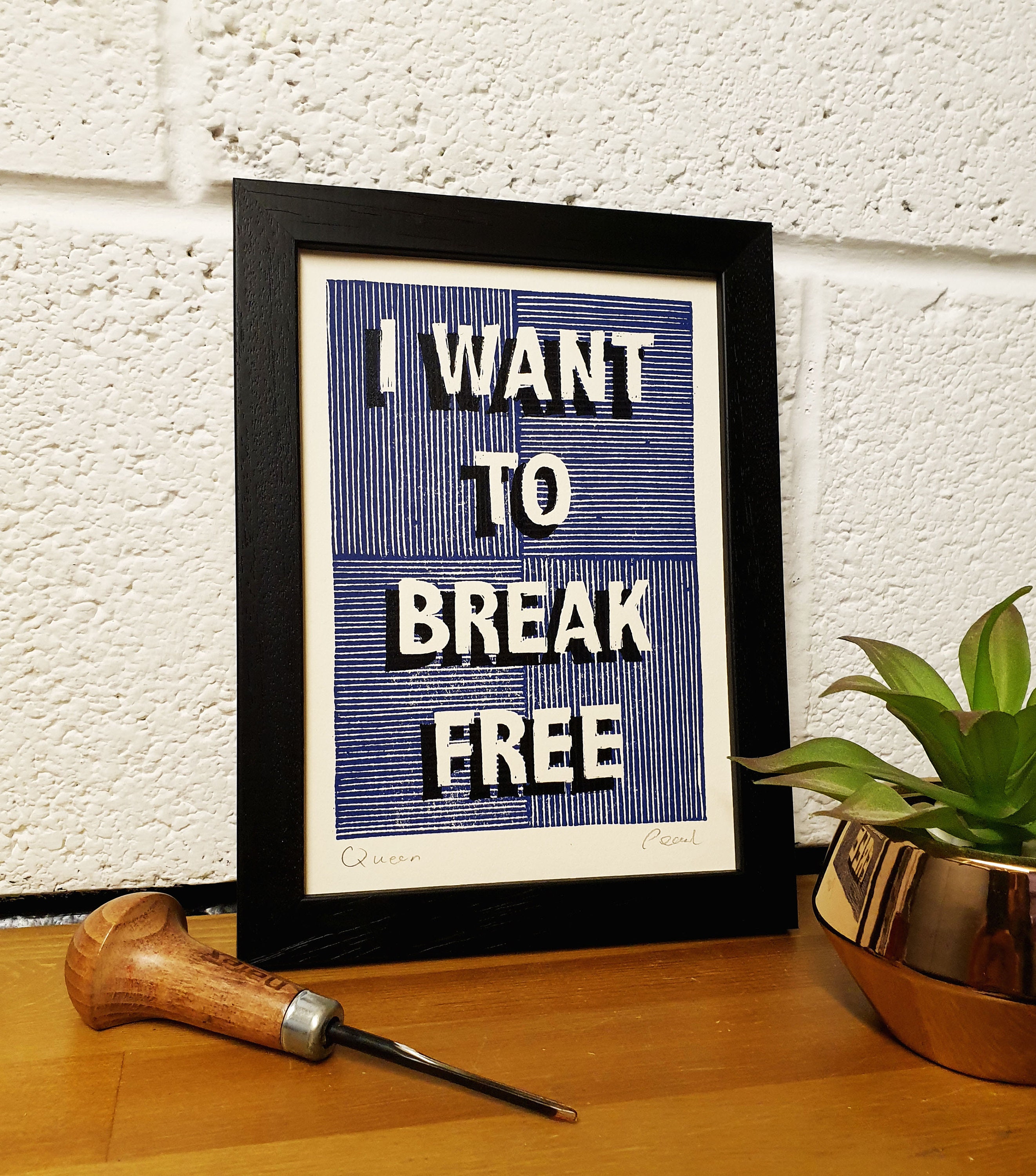 I Want to Break Free Patterned Lino Print - Etsy