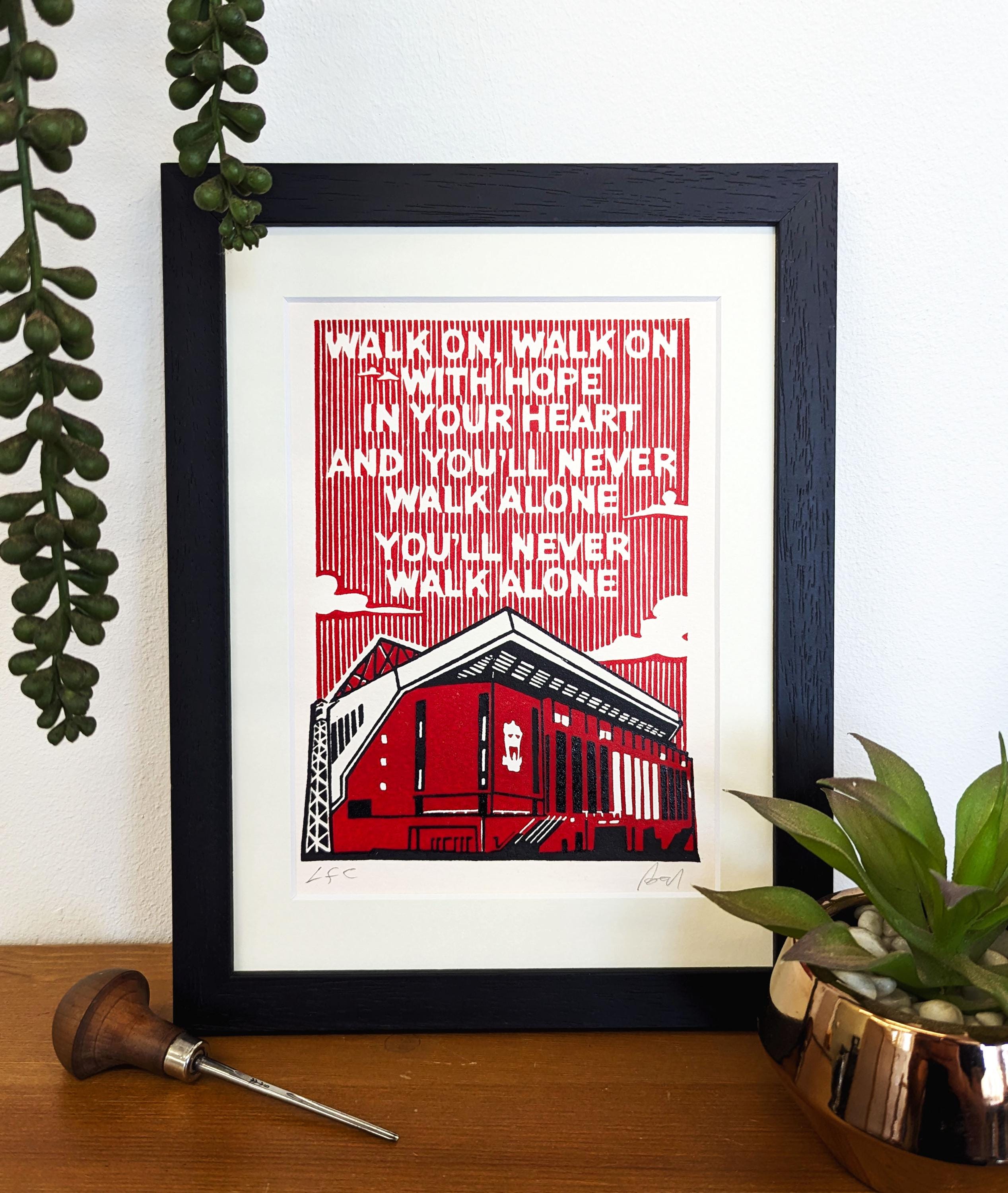 Anfield YNWA Original Lino Print - Etsy