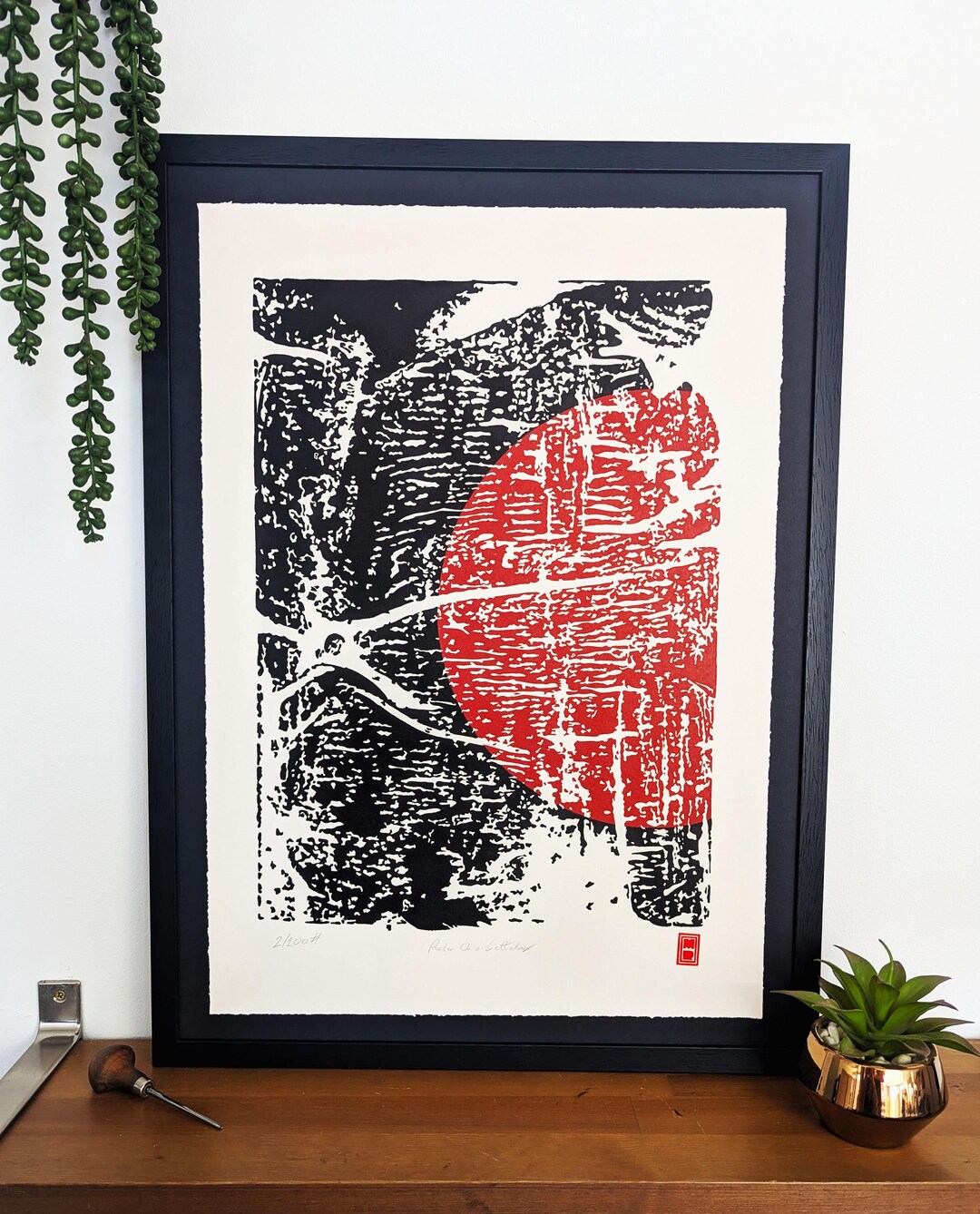 Limited Edition A2 Abstract Lino Print 'poster on a Letterbox' - Etsy