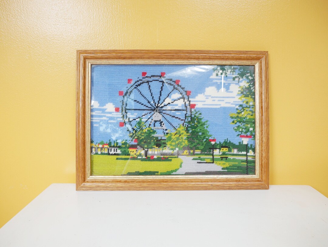 Wooden Framed Needlepoint Fairground Ferris Wheel Picture - Etsy