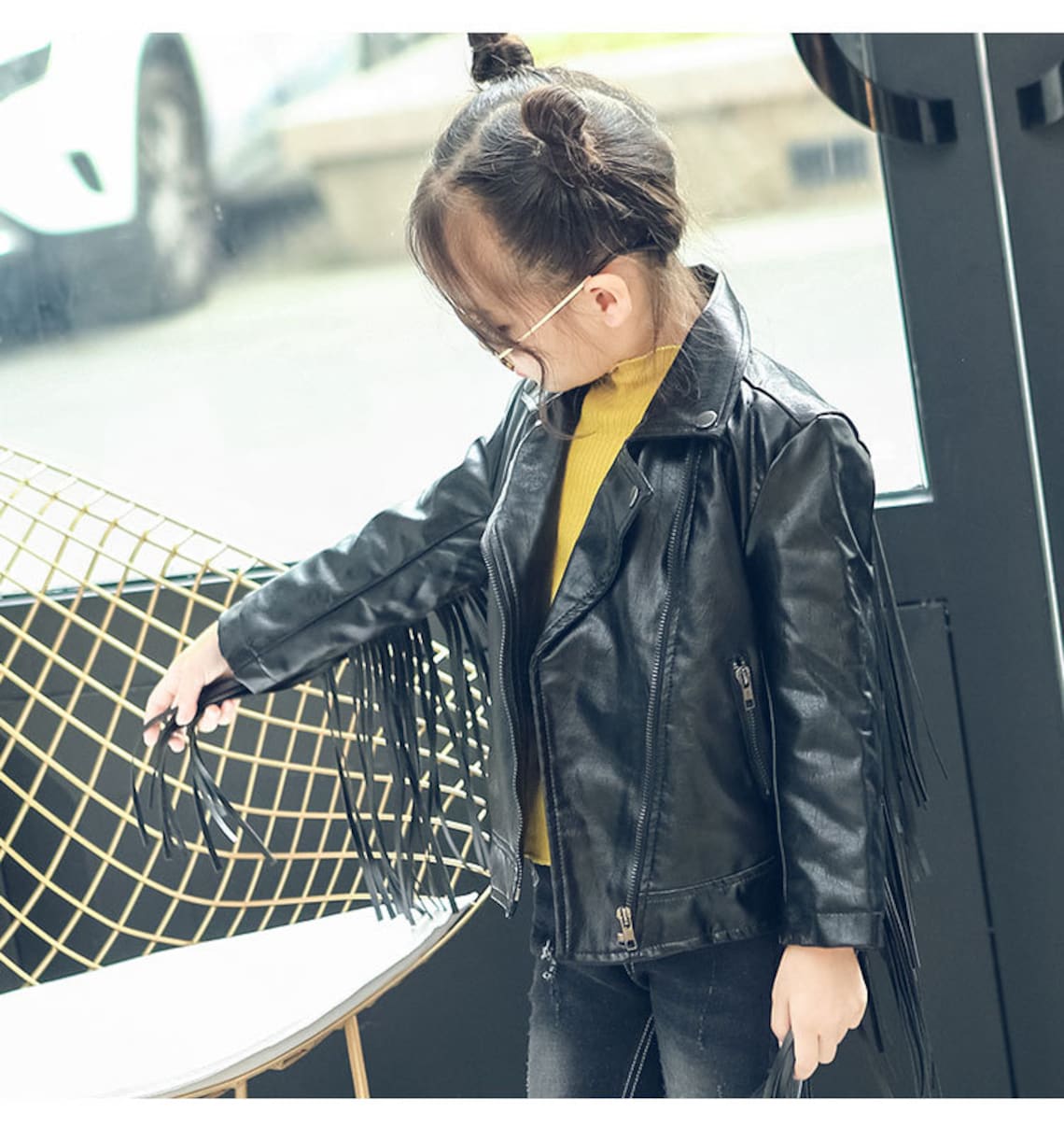 Customized Kid Girls Leather Jacket Lambskin Leather Fringe | Etsy